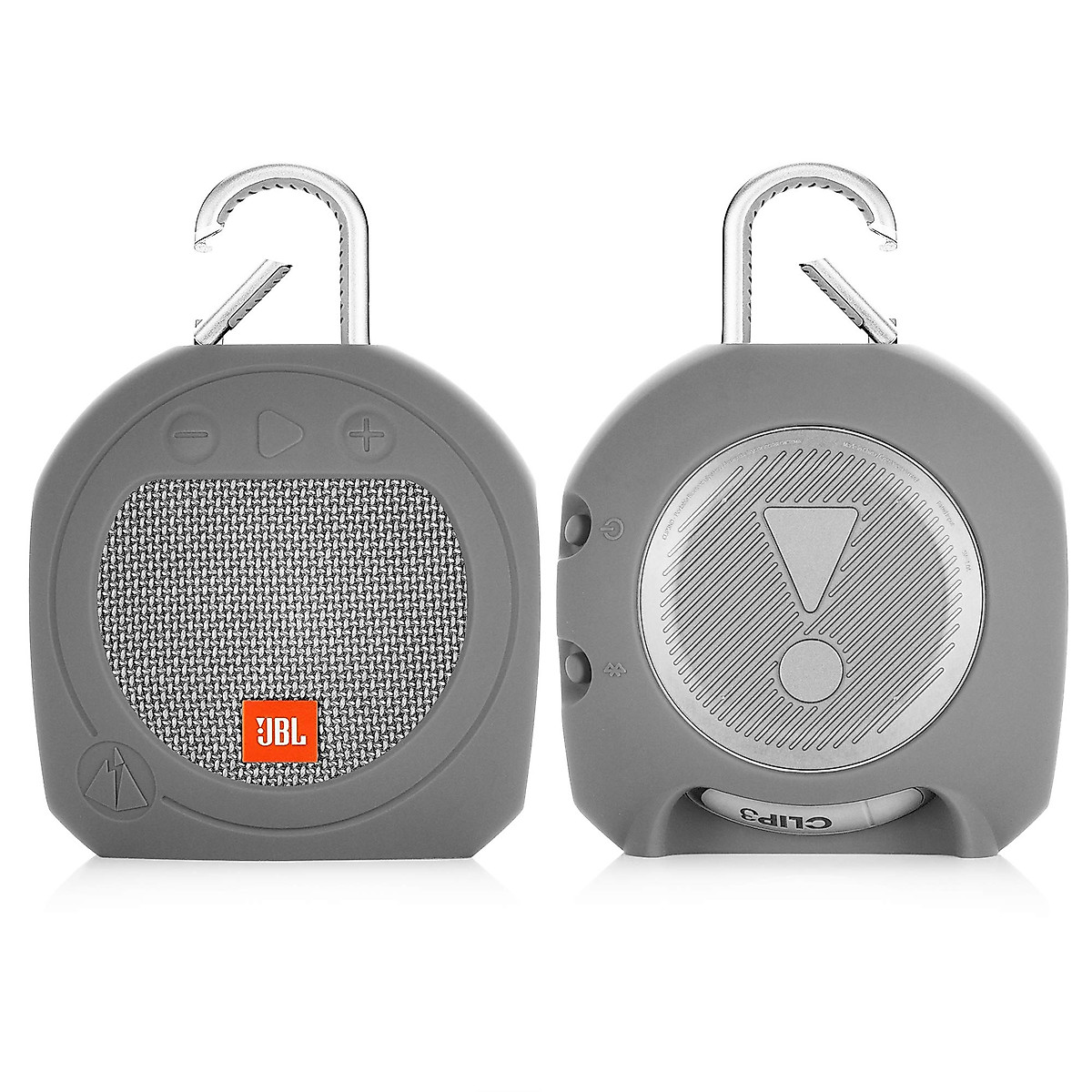 TXEsign Protective Silicone Stand Up Carrying Case for JBL Clip 3 Waterproof Portable Bluetooth Speaker (Light Grey)