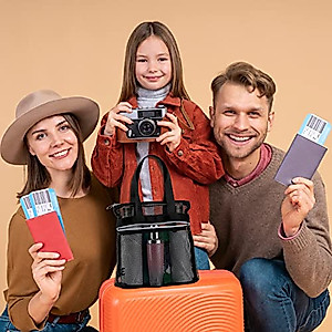 DODAMOUR 2 Packs Mesh Shower Caddy, Portable Shower Tote Bag for College Dorm, Travel Hanging Toiletry Bath Organizer with Zipper (Black)