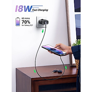 UGREEN USB to USB C Cable 2-Pack 90 Degree USB C Fast Charging Cord Compatible with iPhone 15/15 Plus/15 Pro/15 Pro Max/Samsung Galaxy S10/S10+/Pixel 7/6a/LG G8/G7/Pixel/Switch, etc. 6.6FT