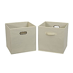 Household Essentials, Natural 2 Pack Open Storage Bins with Dual Handles, 13 x 12 x 13