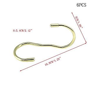 Faotup 6PCS Gold Iron Closet Rod Hooks for Bags,S Shaped Hooks for Closet,Purse Hanger Hooks,Gold Closet Rod Hook,Closet Rod Hooks for Hanging,Purse Hanger for Closet,4.29×2.24×2.12inches