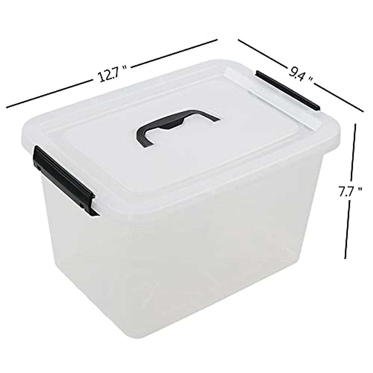 Zopnny 6-Pack 10 L Plastic Latching Box with Lid, Clear Storage Boxes Container