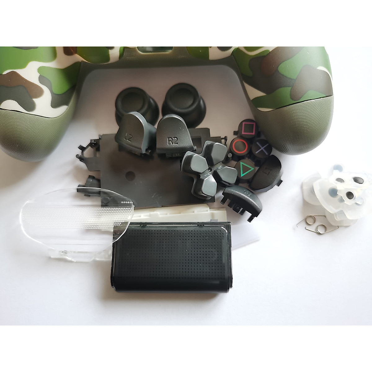 JMXLDS New Full Housing Shell Cover Case Protective Hard Skin with Buttons Set for Sony PS4 Slim Controller 4.0 JDS-040 JDM-040 Version-Camouflage Green.