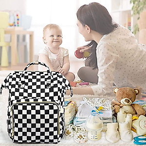 Limhoo Diaper Bag Backpack for Mom & Dad, Multifunction Waterproof Baby Changing Bags, Large Nappy Bag Backpack (Checkered)