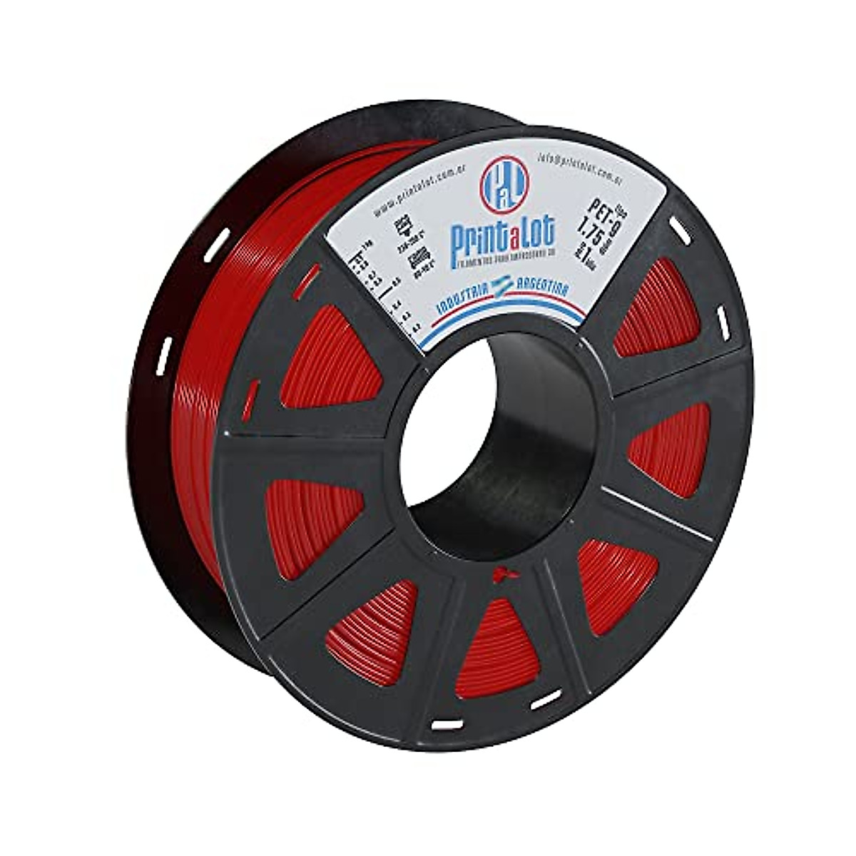 PRINTALOT PETG 3D Printer Filament, Dimensional Accuracy +/- 0.03 mm, 1 kg Spool, 1.75 mm, Translucent RED