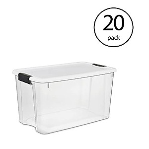 Sterilite 116 Quart Ultra Clear Plastic Storage Tote Container with Latching Lid (20 Pack)