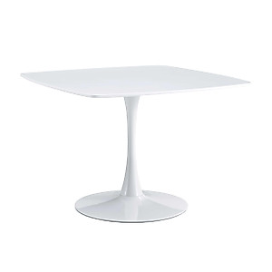 Mid-Century Modern Dining Table Minimalist Wooden Dining Table for 4-6 People 42" Round MDF Tabletop Metal Pedestal Dining Table,End Table Leisure Coffee Table,42 in x 42 in x 28.7 in (White)