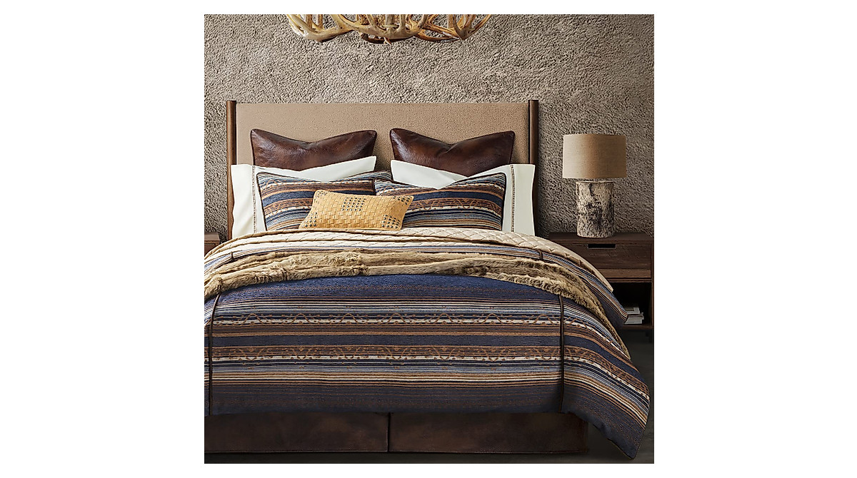 Paseo Road Western Bedding Set - Rustic Blue Duvet Cover for King Bed