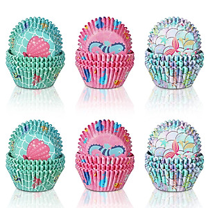300 Count Mermaid Unicorn Cupcake Liners Mermaid Unicorn Cupcake Toppers Sea Theme Baking Cups Rainbow Mermaid Cupcake Wrappers for Mermaid Unicorn Birthday Party Supplies (Mermaid Style)
