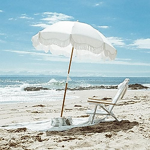 Business & Pleasure Co. Holiday Tommy Chair - Reclining Backpack Beach Chair - Antique White