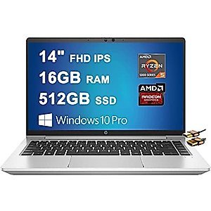 HP ProBook 445 G8 Wolf Pro Security Edition 14 Laptop 14" FHD IPS Narrow Bezel Display AMD Hexa-Core Ryzen 5 5600U (Beats i7-1160G7) 16GB RAM 512GB SSD Backlit USB-C Win10Pro Silver + HDMI Cable