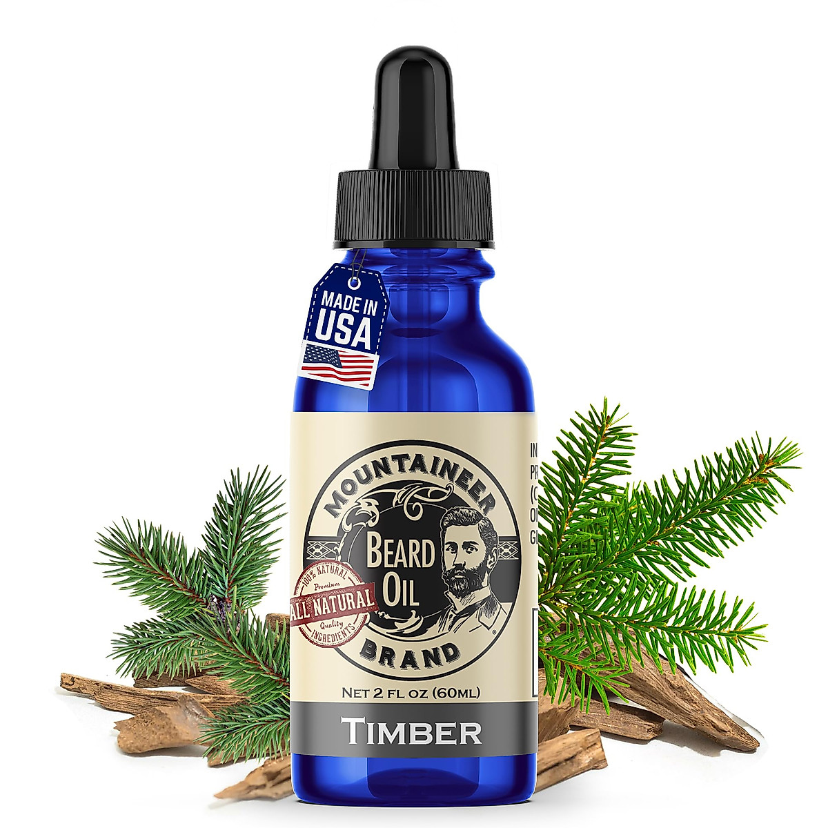 Mountaineer Brand Beard Oil - WV Timber Scent - 100% Natural Conditioner and Softener For Men - Hydrates and Moisturizes for Beard Growth - Treats Dry Itchy Beards - 2oz