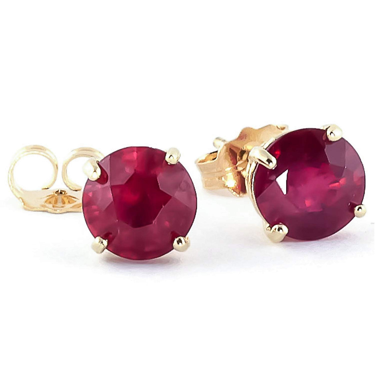 Galaxy Gold GG 14k Solid Yellow Gold Ruby Stud Earrings 3.5 ct s Ruby (yellow-gold)