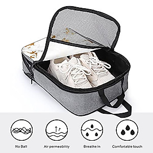 Frcavbin Gold And White Marble Travel Shoe Bag Shoes Carrier with Handle and Zipper Foldable Shoe Puches Organizer for Home storage School starts