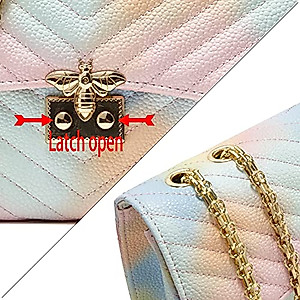 Small Quilted Purse Crossbody Bag for Womens Gold With Chain Strap Fashion Female Teen Girl G (Rainbow)