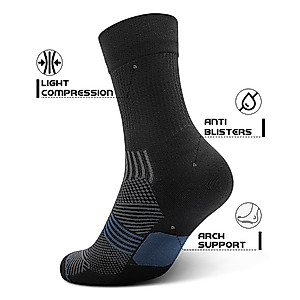 PAPLUS Compression Running Sock for Men and Women 3 Pairs, Cushioned Athletic Crew Socks with Arch Support