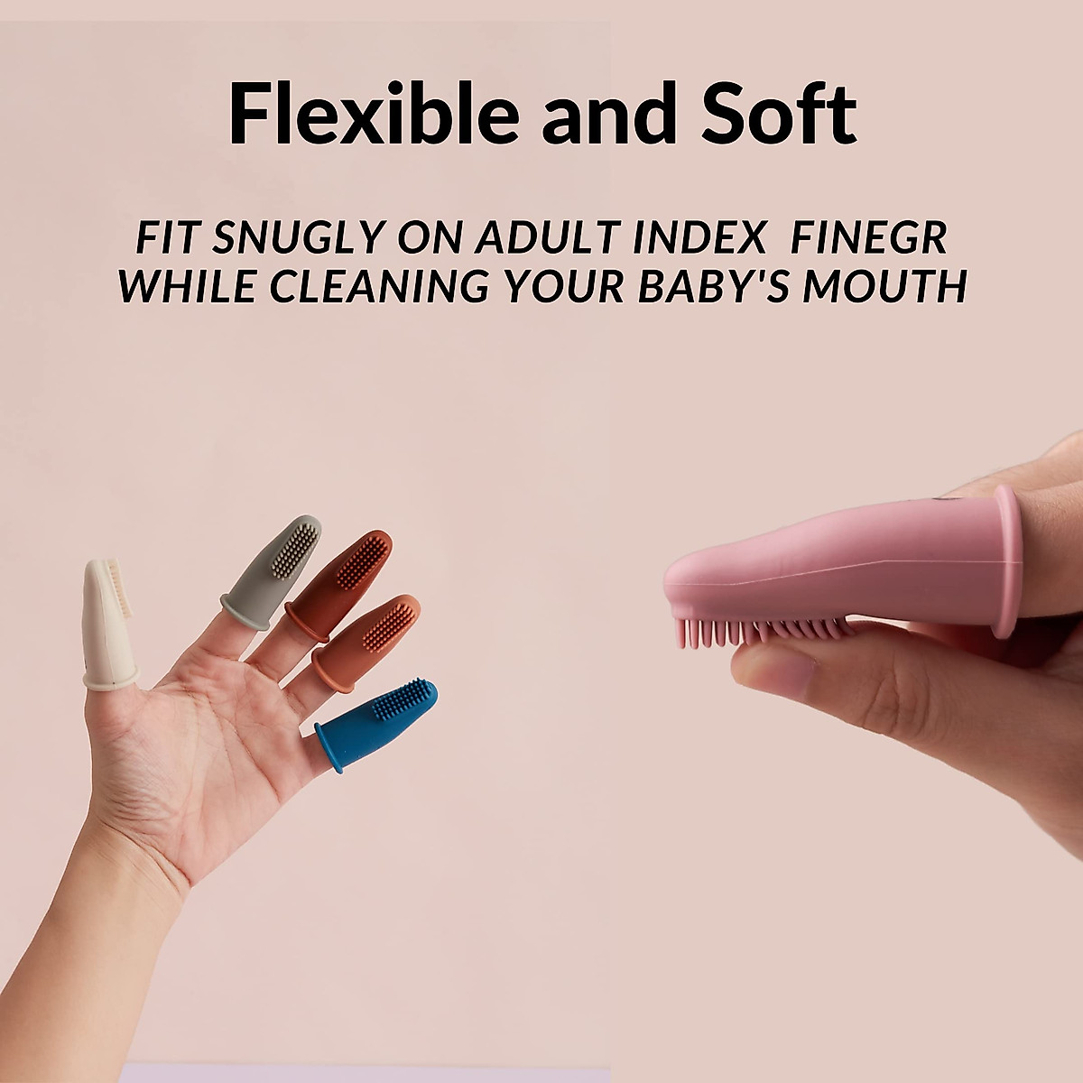 Chippi & Co Baby Silicone Finger Toothbrush BPA Free Dental Care for Newborn Baby Boy Girl 0 3 6 Sensory Development Toy (Pink)