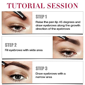 Eyebrow Pencil Dark Brown, Waterproof Microblade Eyebrow Pen 4 Fork Tip Pencil,Smudge Proof Brow Pen Long Lasting Lift & Snatch Liquid Brow Eyebrow Marker Pen that Looks Like Hair