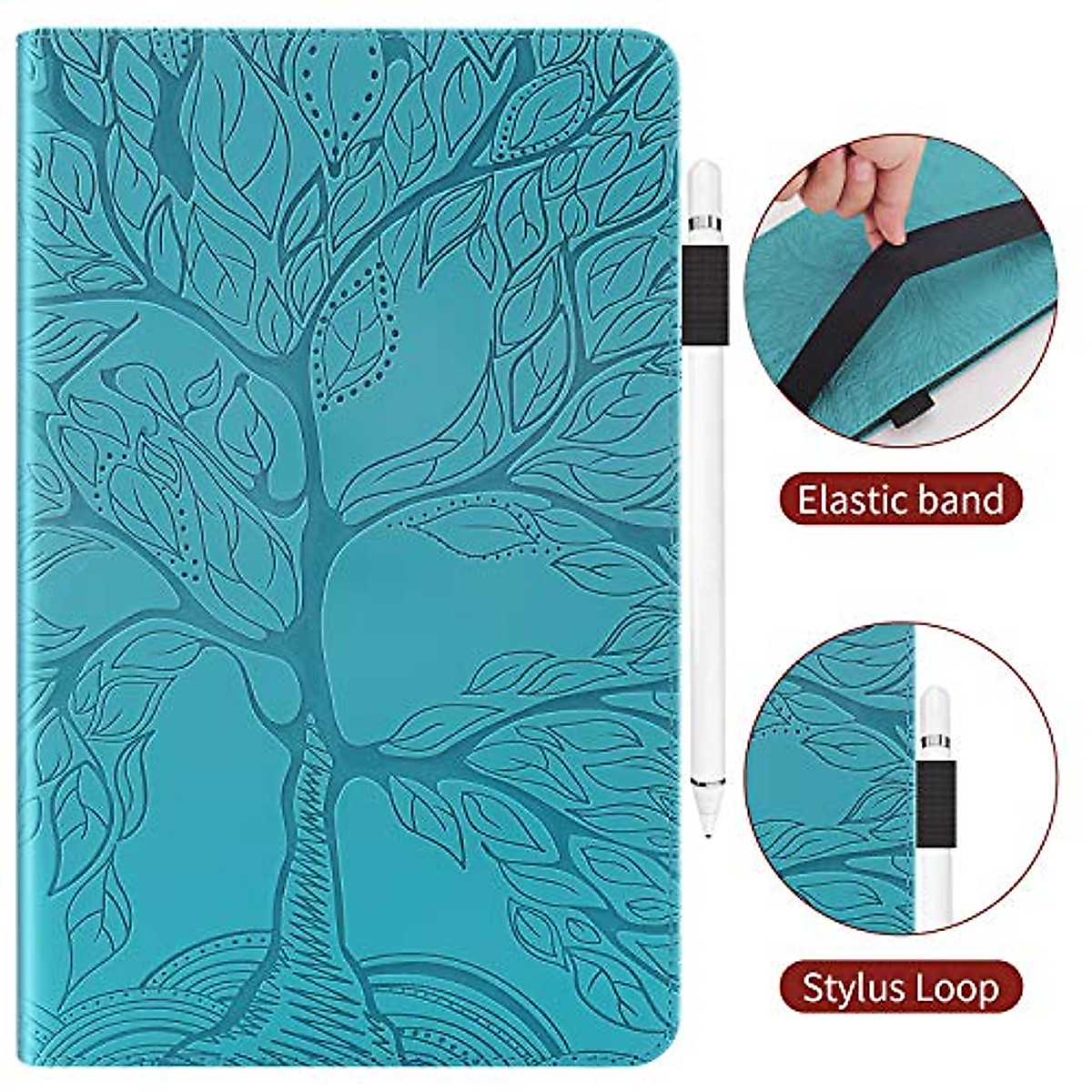 Case for Samsung Galaxy Tab A8 10.5'' 2022 Case SM-X200/X205 PU Leather Cover Lightweight Flip Stand Shell with Elastic Band & Card Holder for Galaxy Tab A8 10.5 inch Tablet,Turquoise