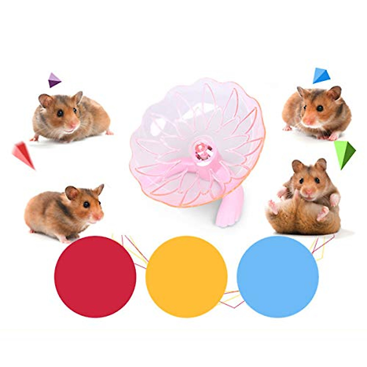 POPETPOP Hamster Wheel Silent Spinner-Hamster Exercise Wheel Plastic Stable Bracket Flying Saucer for Gerbils Chinchillas Guinea Pigs Syrian Hamsters Dwarf Hamster Wheel-Pink