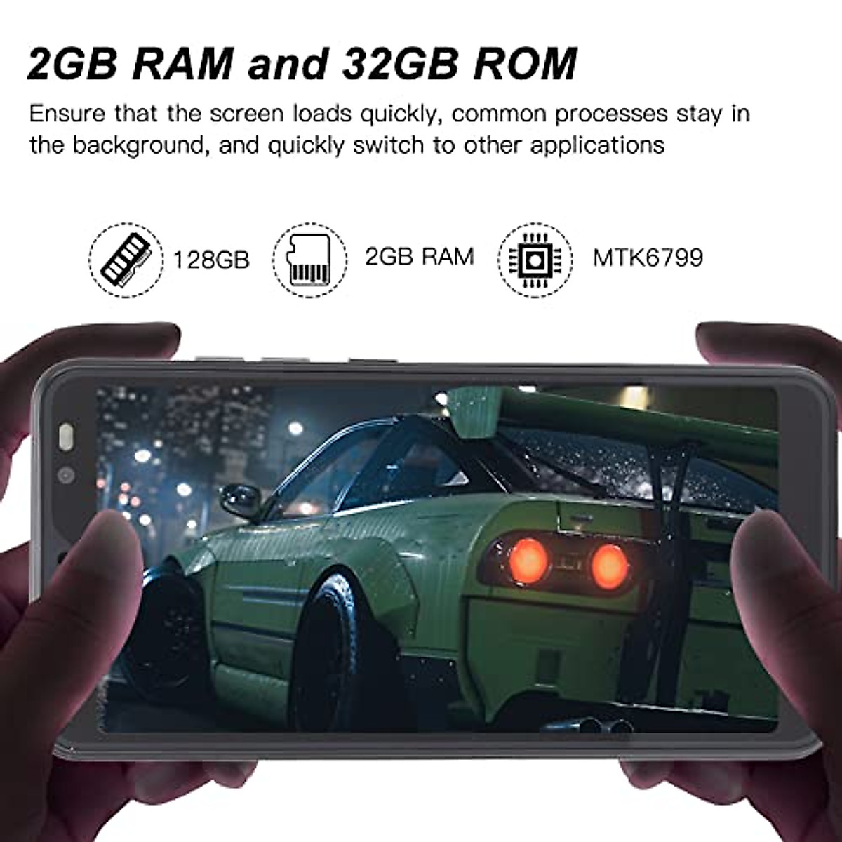 Diyeeni for Android 6 Smartphone, 5.45in Full Screen Cell Phone 2GB RAM 32GB ROM, 5MP Rear Camera Mobile Phone, for MTK6799 Quad Core CPU, 2200mAh Battery, Support Expansion 128GB(Gray)