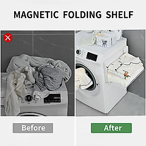 ROLIZOE Magnetic Multi-Purpose Organizer Shelf for Washing Machine Side Storage,Fridge Magnet Organizer Shelf,Towel Storage Rack for Bathroom, Laundry Room Magnetic Folding Shelf（White）