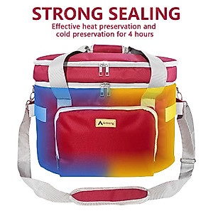 Arineng Double Layer Slow Cooker Bags for 5-8 Quart Crock Pots - Insulated Travel Carrier with Fixators, Base Pad, and Shoulder Strap - Suitable for Small and Large Slow Cookers (rose red)