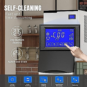 XPW Commercial Ice Maker Machine - 550LBS/24H with 350LBS Bin 1200W Ultra Strong Compressor, Stainless Steel Construction Fully Automatic Operation Perfect for Bar Restaurants and Business