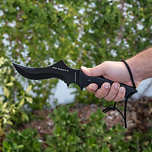S.R.T. S18 Premium Fixed Blade Knife | Stainless Steel 6.5” Curved Blade with Heavy-Duty 600D Polyester Sheath | Perfect for Tactical Defense, Hunting, Camping, and Survival