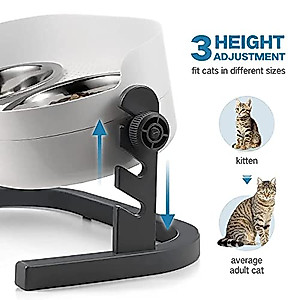All for Paws Height Adjustable Cat Elevated Bowls Stainless Steel Dog Food Water Bowls, Height Adjustable Cat Feeder Mess Proof Pet Feeding Bowls(Small)