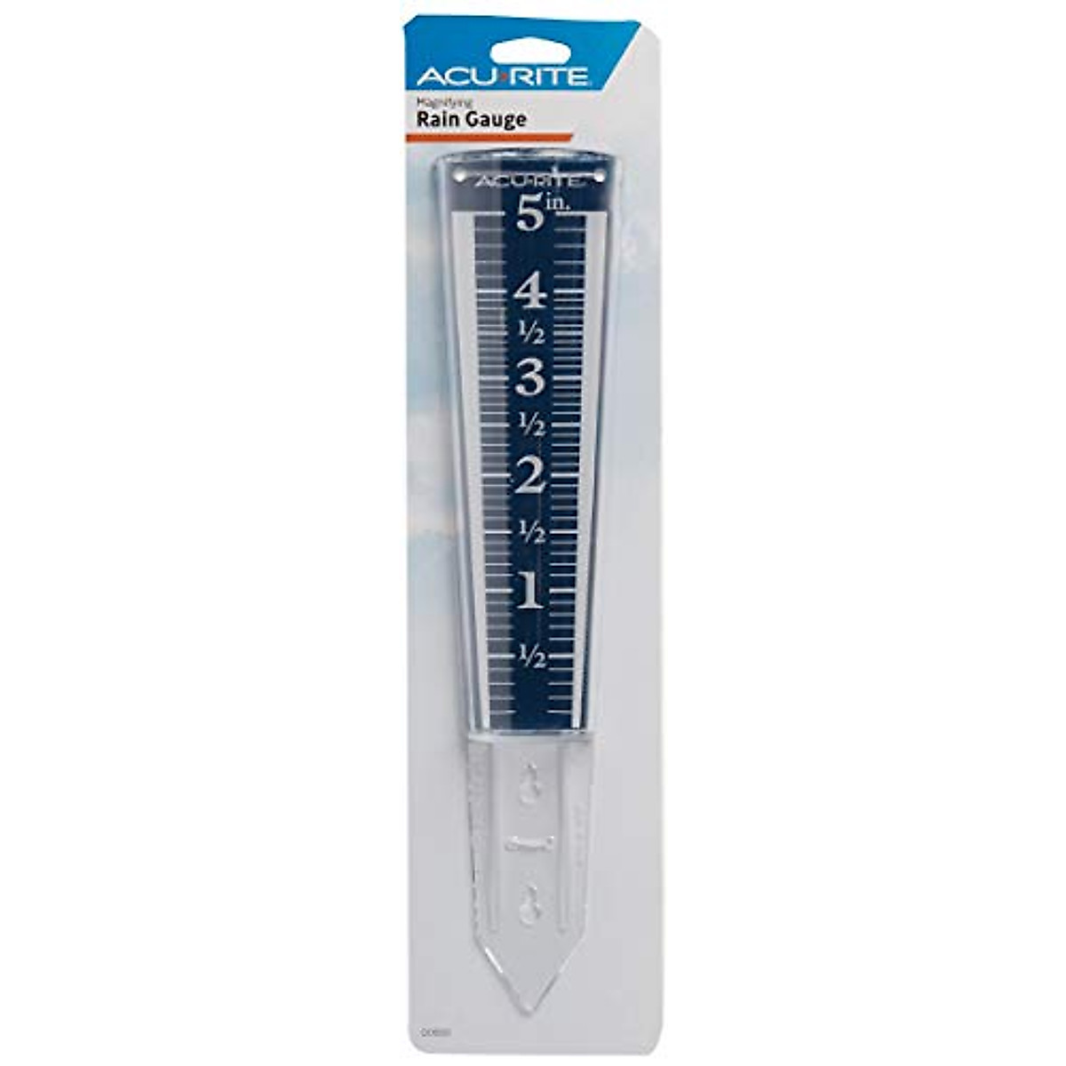 AcuRite 5" Capacity Easy-to-Read Magnifying Acrylic, Blue (00850A2) Rain Gauge