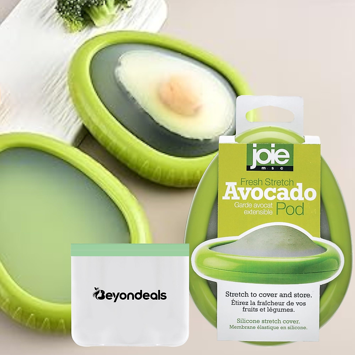 Beyondeals Joie Fresh Stretch Pod For Avocados, Silicone Food Saver | Bundled Reusable Food Storage Bag, Optimal Preservation, Flexible Design, Reusable, Compact - [Pack Of 2]