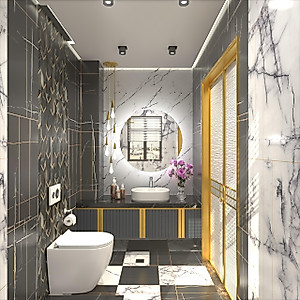 JSneijder 2-Piece LED Bathroom Mirror 24 Inch Backlit Round Mirror & 28x36 Inch Rectangular Black Mirror, Wall Mounted Dimmable Anti-Fog