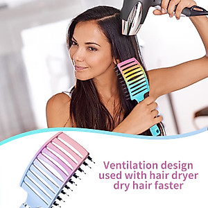 2 Pack Detangling Brush Getting Knots Out without Pain Adds Shine and Makes Hair Smooth,Detangler Boar Bristle Hair Brush for Adult & Kids Wet or Dry Hair(Green&Blue)