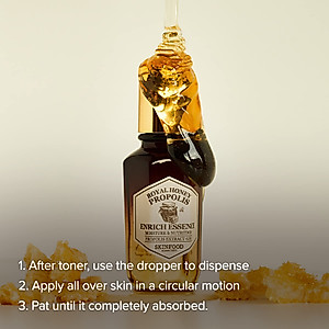 SKINFOOD Royal Honey Propolis Enrich Essence - 63% Black Bee Propolis & 10% Royal Jelly Extract Face Serum - Propolis Serum for Skin, Valentine Day Gift - 1.69 Fl. Oz. (50mL)