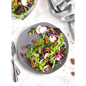 LE TAUCI Dinnerware Sets 12 Piece, Serve for 4, Ceramic Plates and Bowls Set (10" Dinner Plates + 8" Salad Dish + 22 oz Bowl) x 4, Suit For House Warming Wedding, Dishwasher Microwave Oven safe - Grey