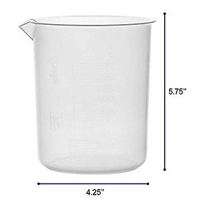 EISCO Plastic Beaker, 1000ml - Polypropylene Plastic - Raised Graduations, Tapered Spout - Euro Design
