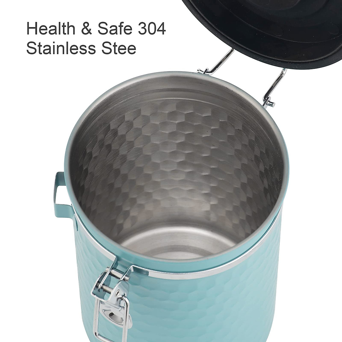 TEDSWAIT Coffee Canisters Airtight Coffee Bean Storage Container Kitchen Stainless Steel Food Storage Container with Scoop Date Tracker & CO2 Valve 61Fl Oz (Lake Blue)