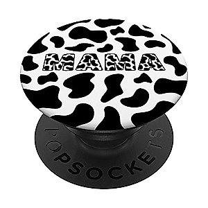 Cute Black White Cow Print Mama Mom Aesthetic Pattern PopSockets Swappable PopGrip