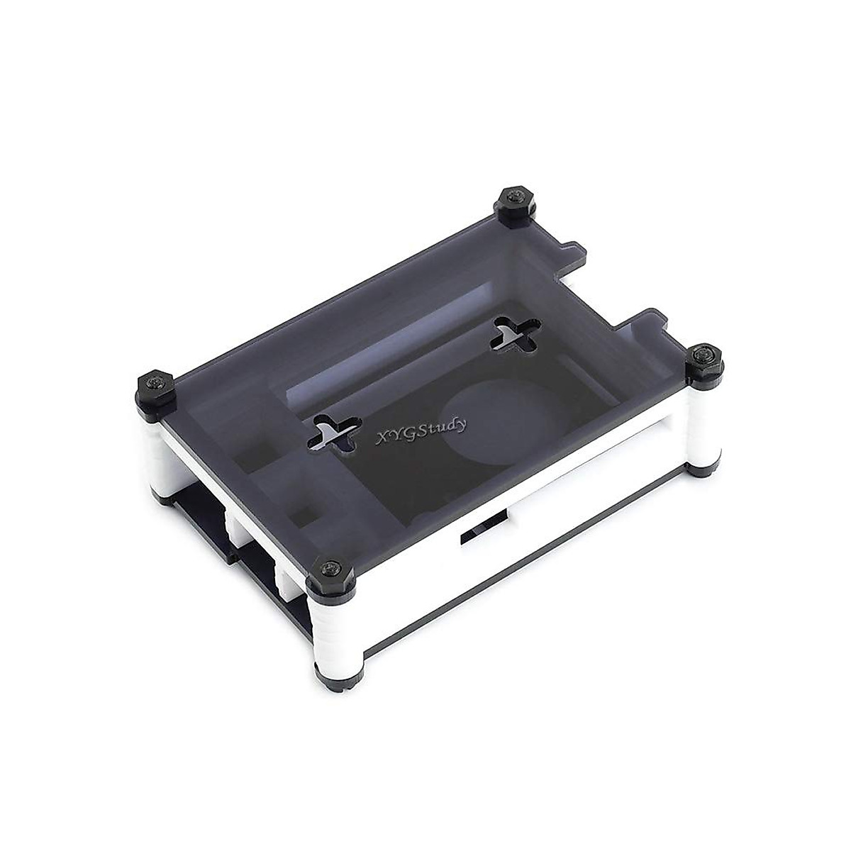 XYGStudy Black/White Acrylic Fully Protection Cover Case for Raspberry Pi 4 Model B, with Cooling Fan (PI4-CASE-B)
