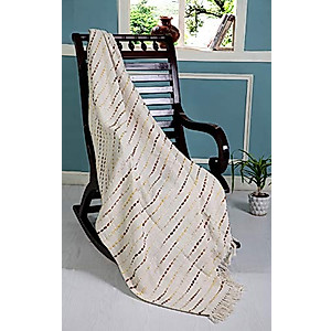 LR Home Soft Luxury Handmade Boho Striped Throw Blanket with Fringe 50" x 60"