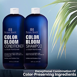BOTANIC HEARTH Sulfate Free Shampoo and Conditioner - for Dry Damaged and Color Treated Hair - With Conditioning & Color Enhancing Ingredients - Color Safe Shampoo - For Men and Women -16 fl oz each