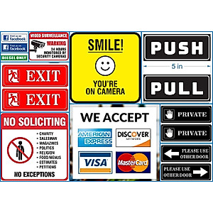 eSplanade We Accept Visa, MasterCard, Amex and Discover Credit Cards Sign Sticker Decal - Easy to Mount Weather Resistant Long Lasting Ink (Size 4" x 4")