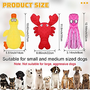 Jenaai 3 Pack Dog Squeaky Toys Bulk Large Plush Stuffed Dog Toys Durable Chew Toys Set for Teething Pets Interactive Playing Toys Octopus Lobster Duck Pet Toys for Small Medium Dog Puppy