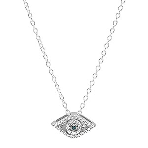 Dazzlingrock Collection 0.15 Carat (ctw) 10K Blue & White Diamond Ladies Eye Pendant (Silver Chain Included), White Gold