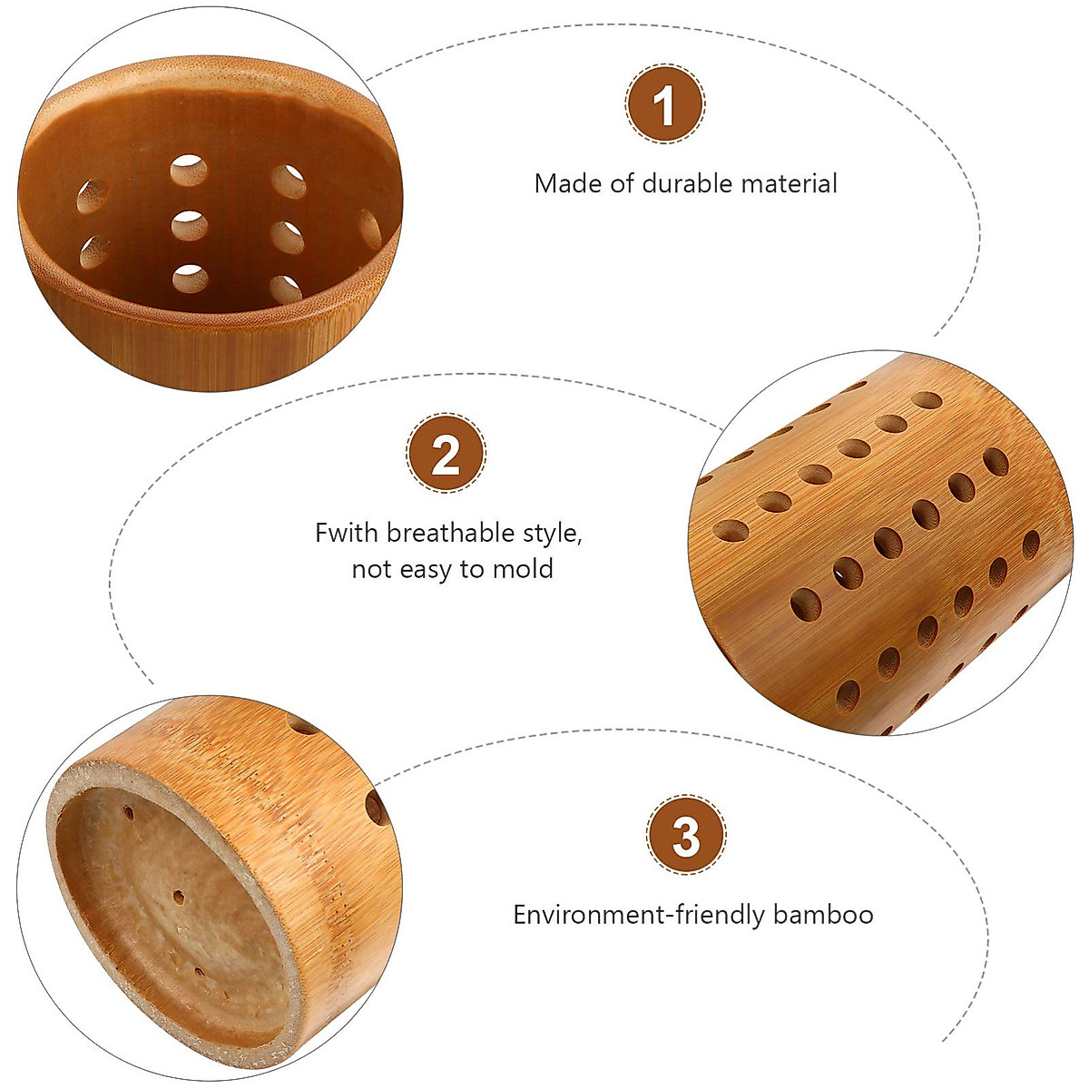 Hemoton Cooking Utensil Holder KItchen Utensil Holder Caddy Bamboo Kitchen Tool Holder Chopsticks Storage Barrel Spoon Fork Holder Cutlery Tableware Storage Container Organizer Wood Utensil Holder