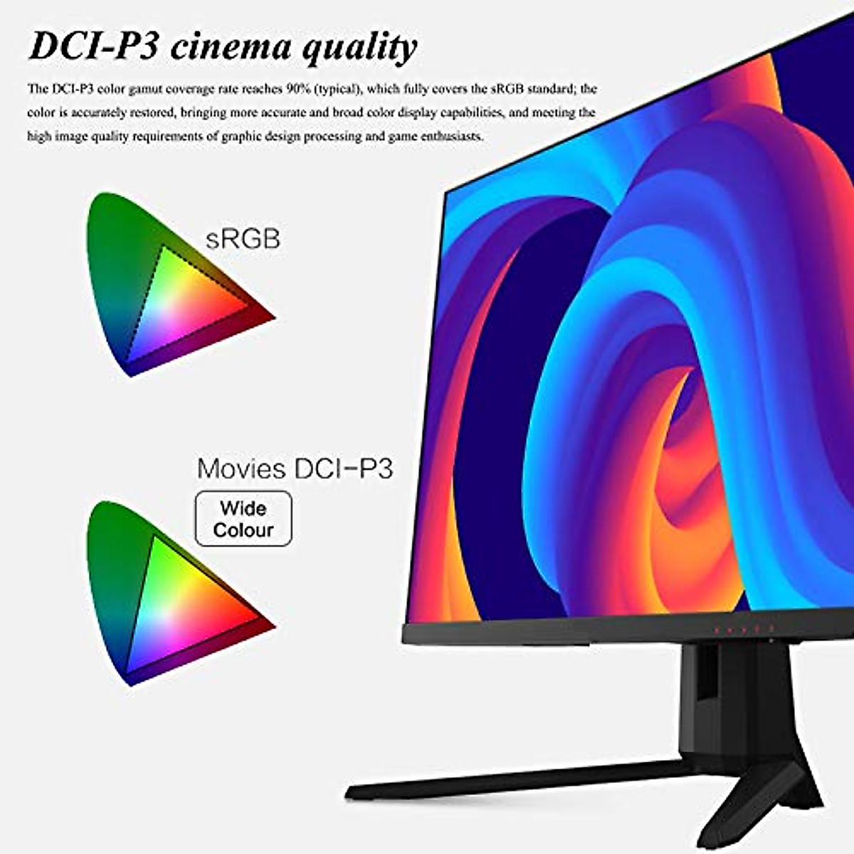 ZZYH 27 Inch IPS Monitor (1ms Response, FHD 1920 X 1080 at 144Hz, with DP, HDMI), Home Desktop Borderless Computer Screen, DCI-P3 Cinema Quality, Compatible with FreeSync&G-SYNC