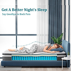 TeQsli Twin Mattress - 10 Inch Gel Memory Foam Hybrid Mattress in a Box for Pressure Relief and Cooling Sleep - Medium Firm Pocket Innerspring Mattress - CertiPUR-US Certified - 10-Year Support