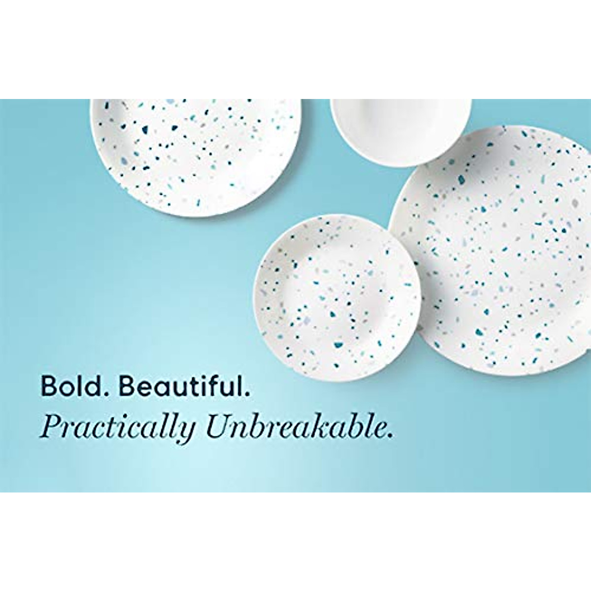 Corelle J106-TRT CP-1648 Small Plate, Plate, Plate, Shatter-Resistant, Lightweight, Microwave Safe, Oven Safe, Dishwasher Safe, Terrazzo Verde