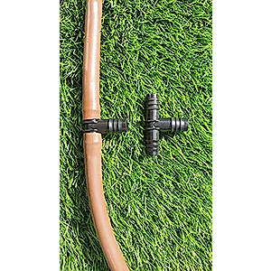 Drip Irrigation Universal Barbed Tee Fitting, Barbed Connectors for 5/8" Drip Tubing Connectors compatible with Rain Bird and Most 5/8" Tubing or Sprinkler Systems (20 in pack)